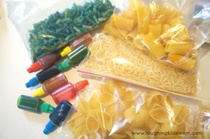 How to colour pasta for play - Laughing Kids Learn