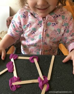 2D shape activity using craft sticks and play dough - Laughing Kids Learn