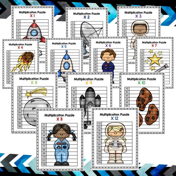 Space themed skip counting puzzles - Laughing Kids Learn
