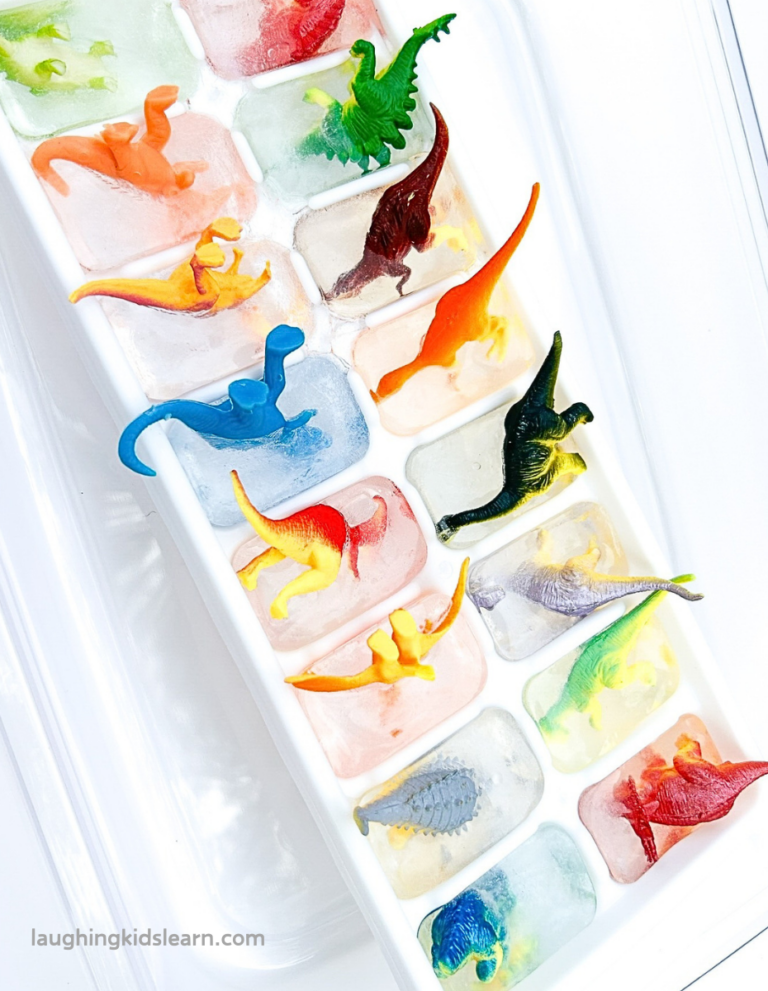 Dinosaurs in ice - excavation sensory activity for kids - Laughing Kids ...